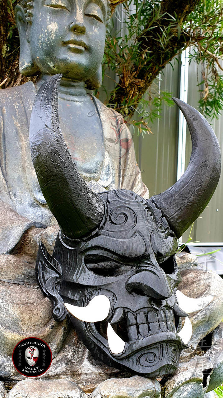 Kage (Shadow) Oni - Black Japanese Oni Facemask - Guardians Vault Australia
