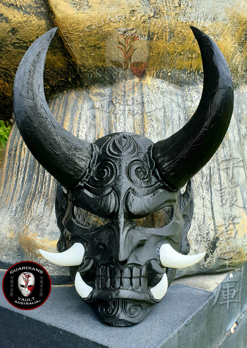 Kage (Shadow) Oni - Black Japanese Oni Facemask - Guardians Vault Australia
