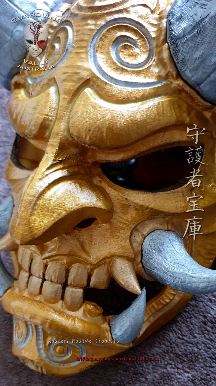 Goruden Guardian Oni - Aged Gold Japanese Oni Facemask - STOCK ...