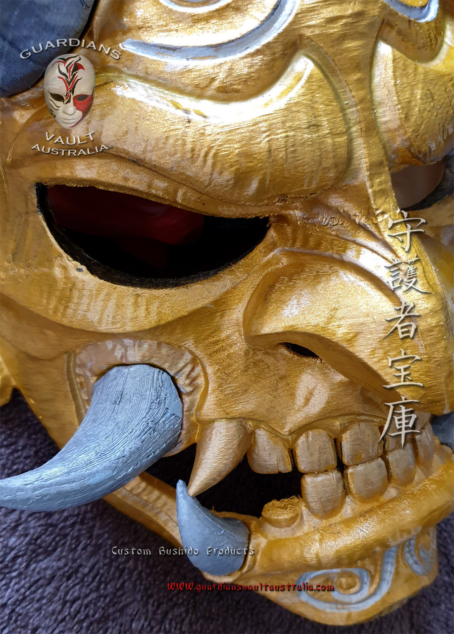 Goruden Guardian Oni - Aged Gold Japanese Oni Facemask - STOCK ...