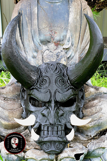 Kage (Shadow) Oni - Black Japanese Oni Facemask - Guardians Vault Australia