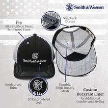 S&W® Classic Logo Black/Grey Trucker Hat