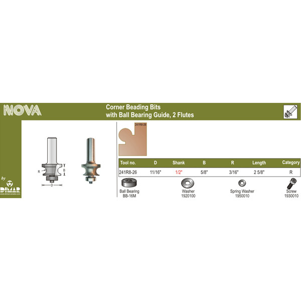 Dimar DIM-241R8-26 Corner Beading Router Bit - Atlas-Machinery