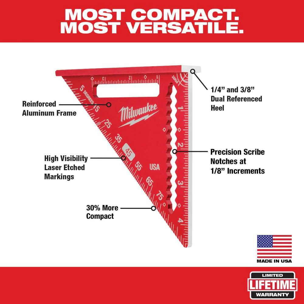 Milwaukee MIL-MLSQ070P 7-inch Rafter Square and 4-1/2-inch Trim Square ...