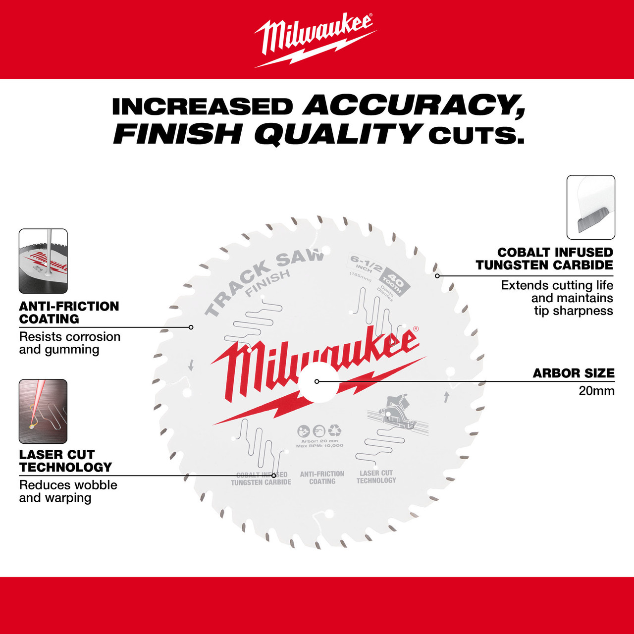 Milwaukee MIL-48-40-0625 6-1/2in 40T Finish Trach Saw Blade - Atlas ...