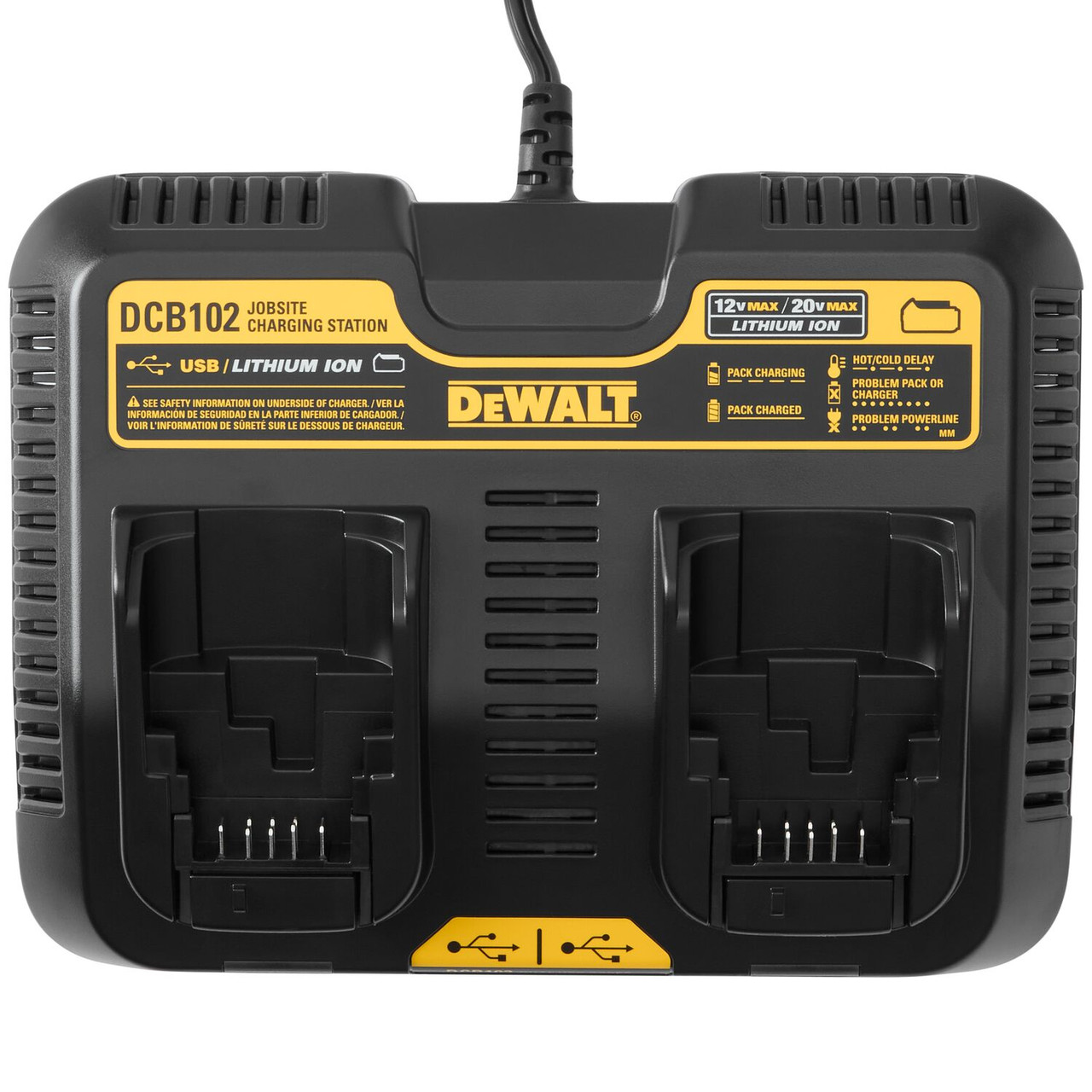 DEWALT DEW-DCB102 12V / 20V MAX Jobsite Charging Station - 1.5 amp MAX ...