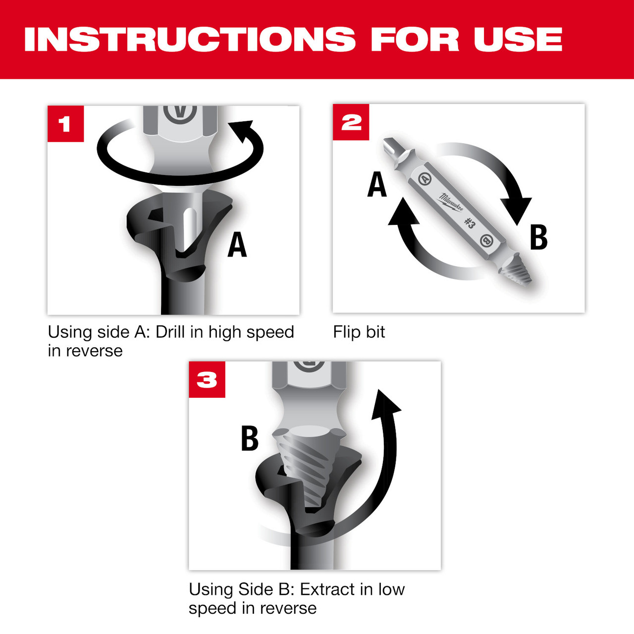 Milwaukee MIL-49-57-9001 M2 Steel Screw Extractor 4-Piece Set - Atlas ...
