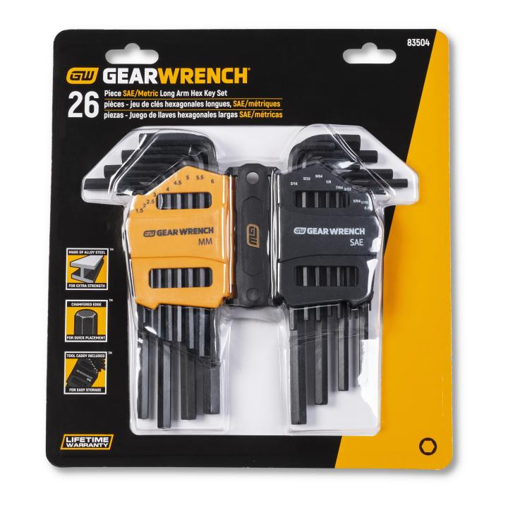 GEARWRENCH GW-83504 Long Arm SAE/Metric Hex Key Set 26-Pieces - Atlas ...