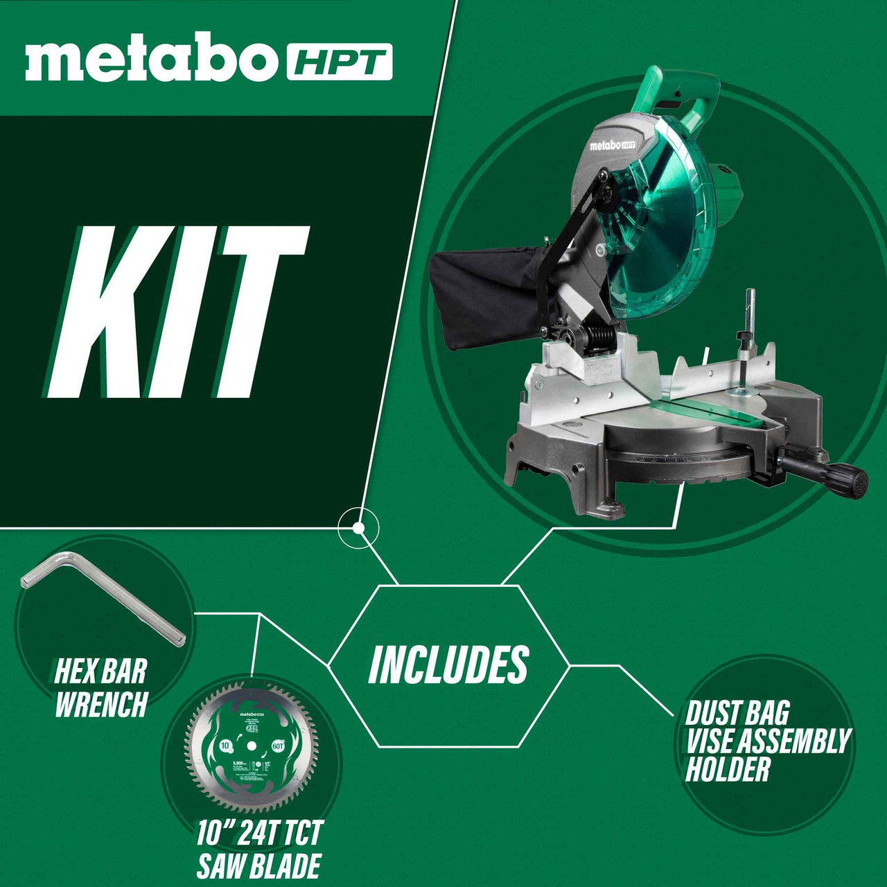 Metabo HPT HPT C10FCGSM 10in Compound Miter Saw Atlas Machinery