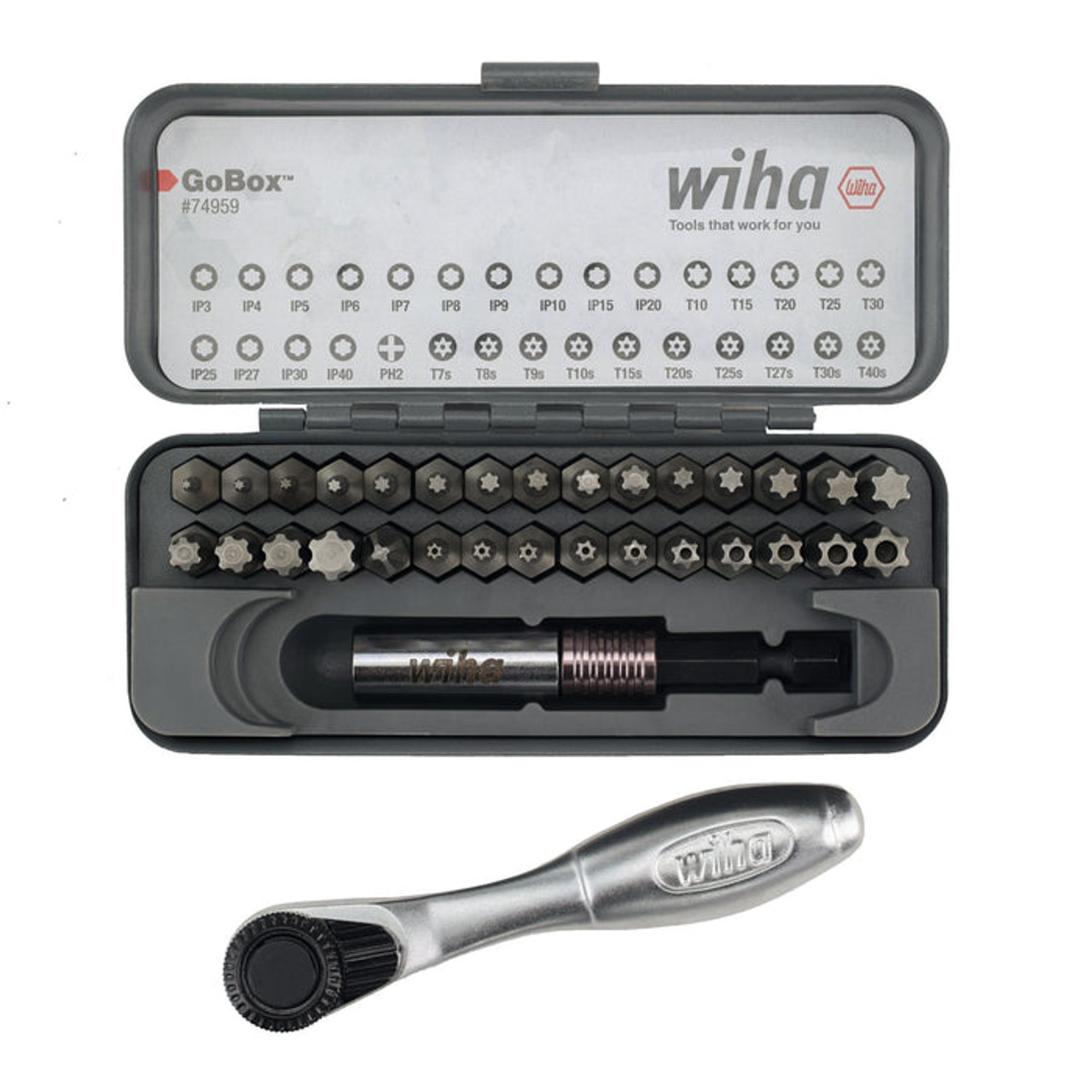 Wiha Tools WIHA-74959 GoBox Master Torx Bit Set With Mini Ratchet 32 Pieces - Atlas-Machinery