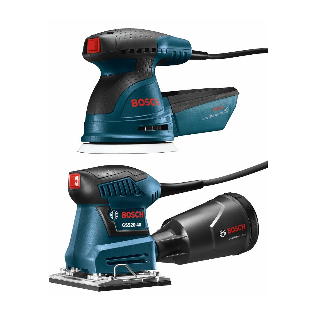 Bosch BOS-GSS20-40-ROS10 5in Palm Random Orbit Sander and 1/4-Sheet ...