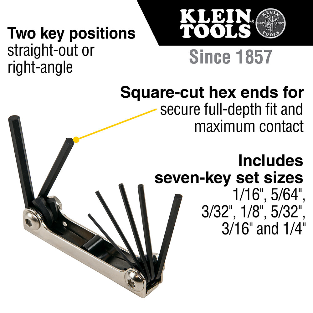 Klein Tools KLE-70582 Folding Hex Key Set, 7-Key, Metric Sizes - Atlas ...