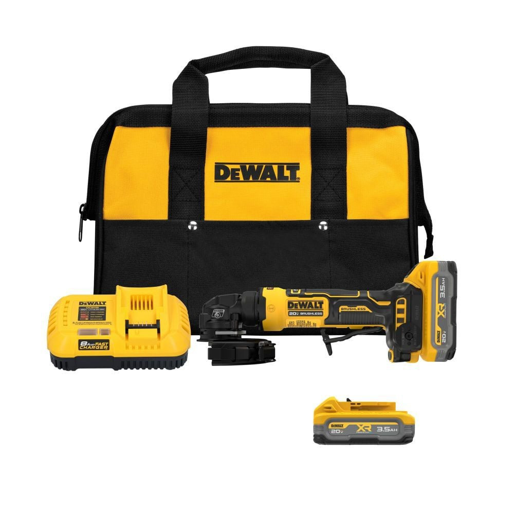 DEWALT DEW-DCG400S2 ATOMIC 20V MAX 4in Angle Grinder XR POWERSTACK 2x 3 ...