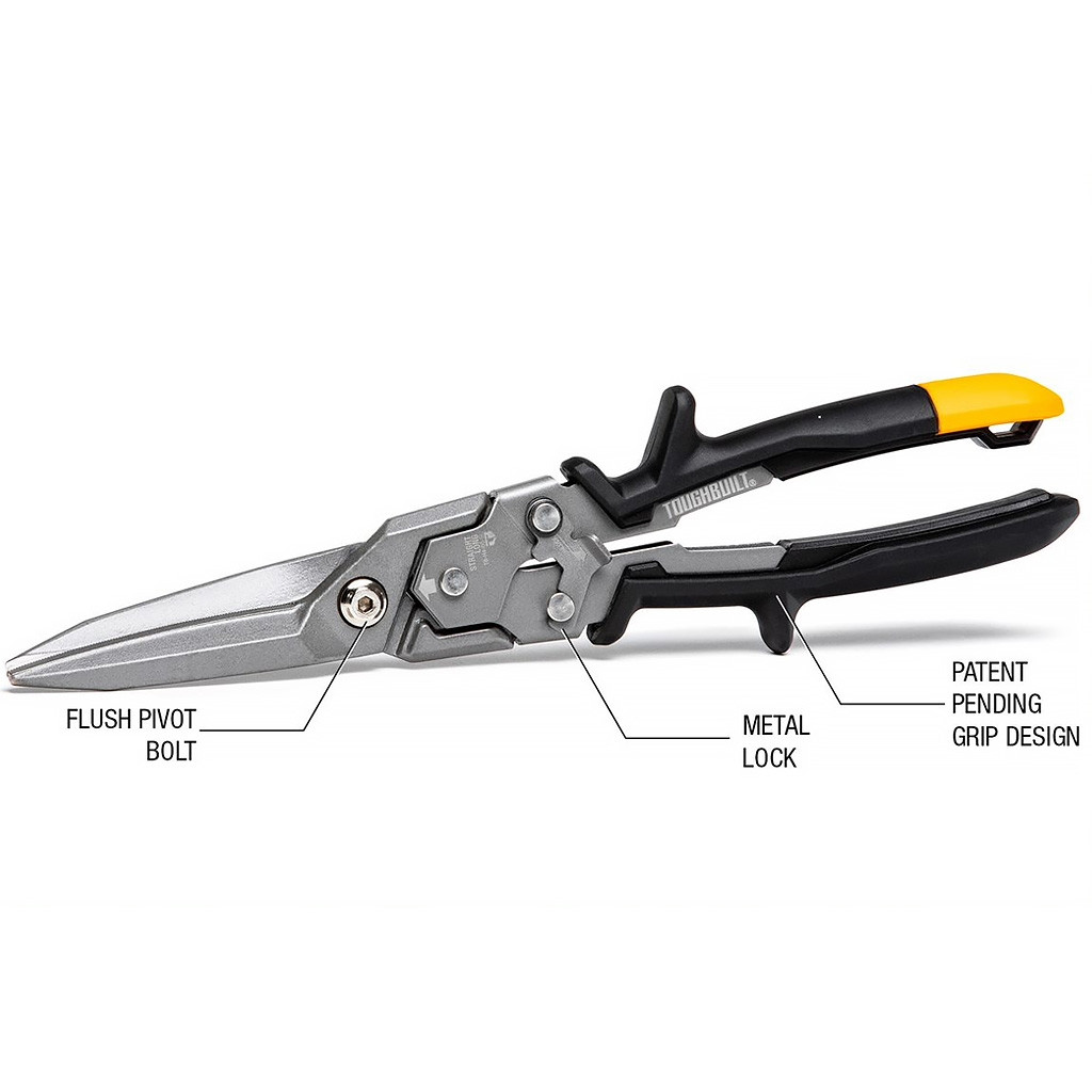 ToughBuilt TB-H4-60-SL Straight Long Cut Aviation Snips - Atlas-Machinery