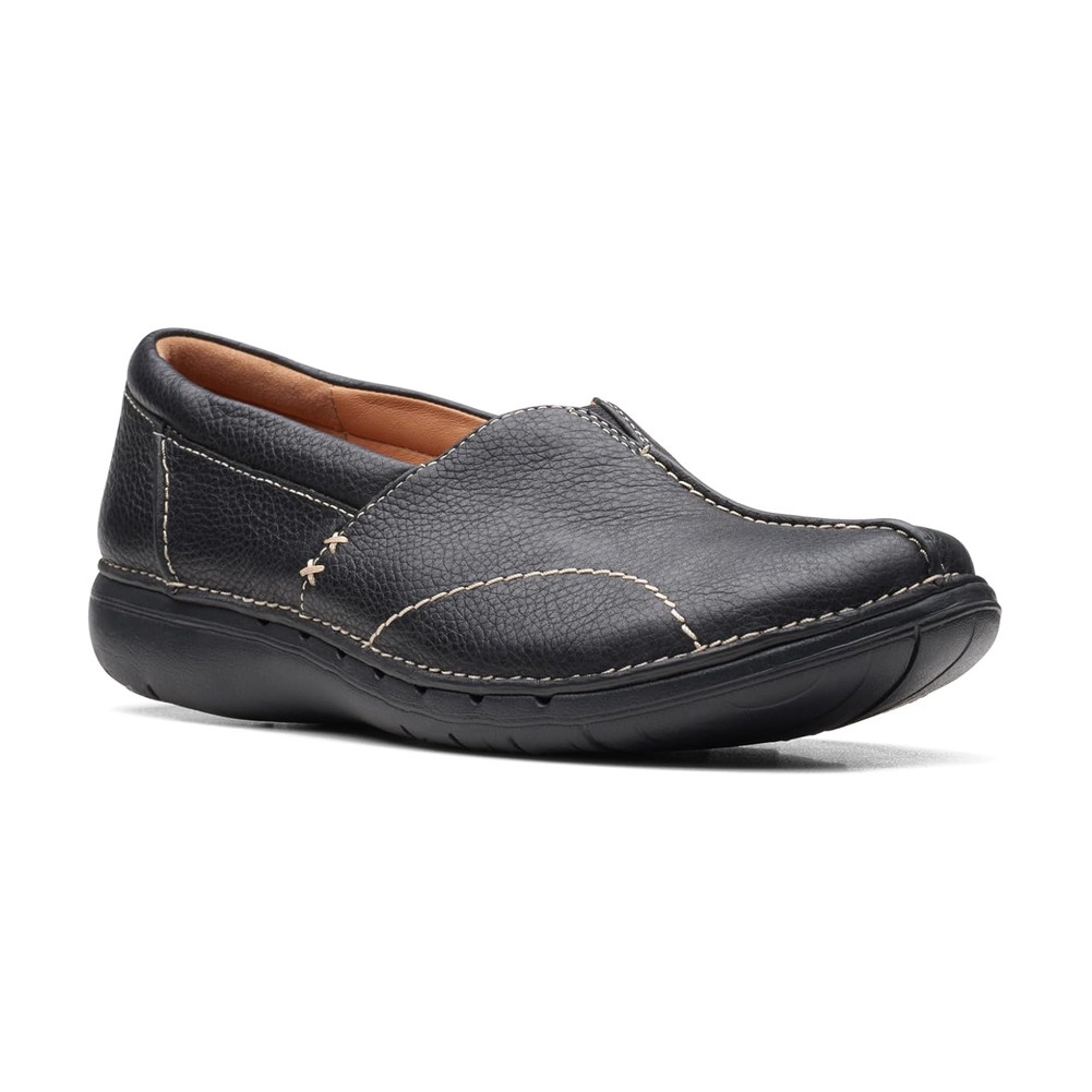 Clarks Women's Un Loop Stride Slip On - Black | Discount Clarks Ladies ...