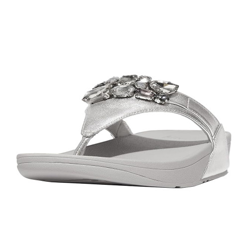 Fitflop Women's Lulu Jewel Deluxe Metallic Leather Toe-Post Sandal ...