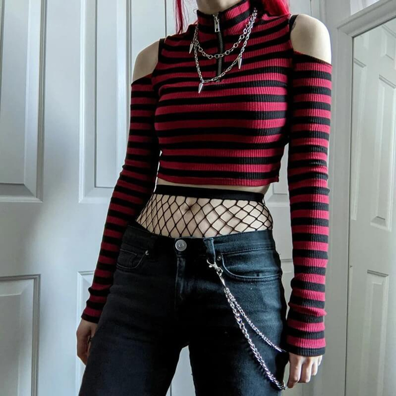 Grunge Striped Crop Top
