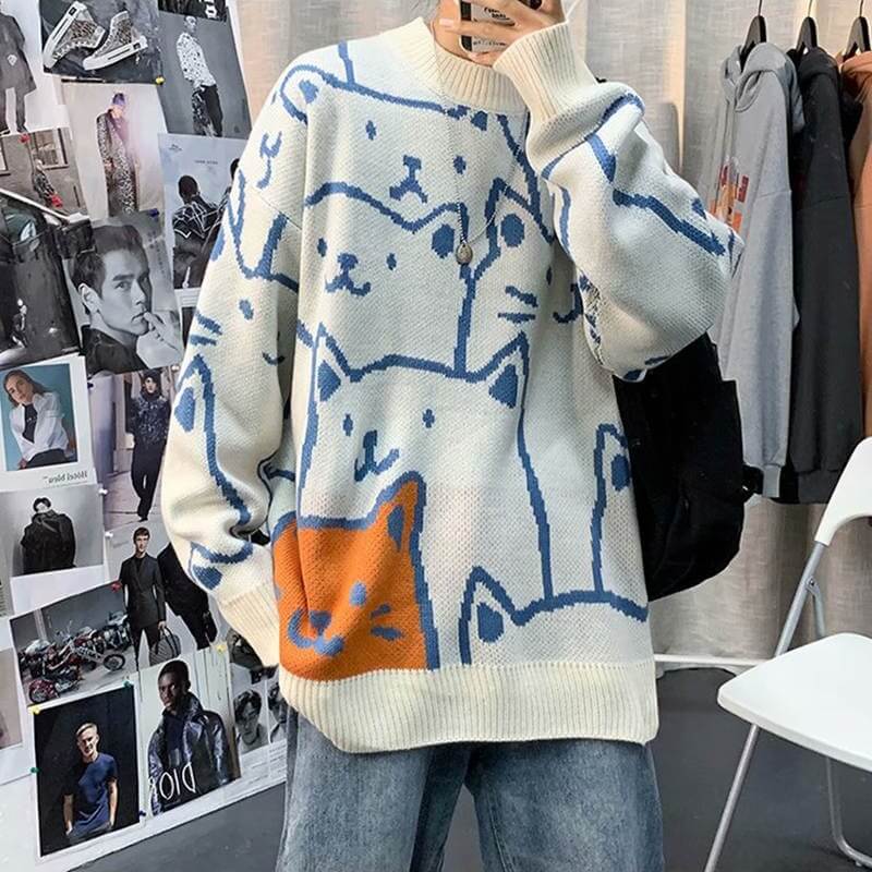 Cat Pattern Unisex Sweater - Cosmique Studio