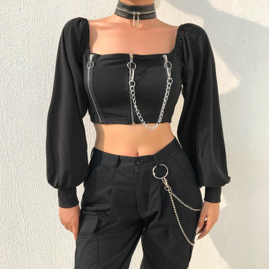 EDGY DOUBLE ZIPPER CROP TOP - Cosmique Studio