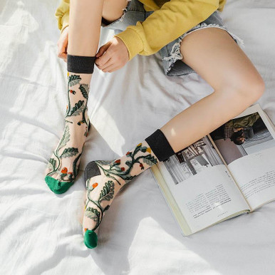 TRANSPARENT FLOWERS SOCKS - Cosmique Studio