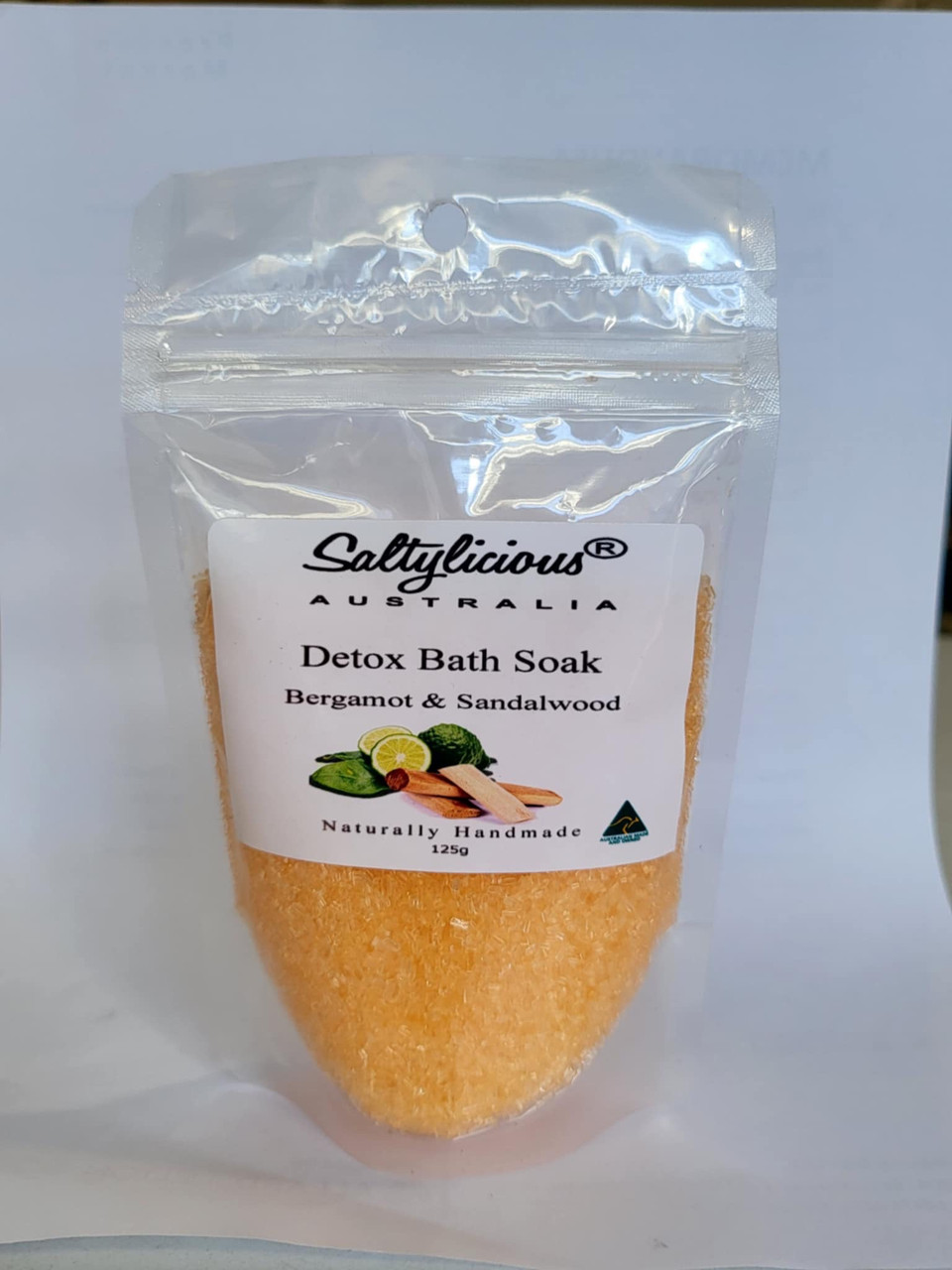 Bergamot & Sandalwood Bath Soak Sachet 125 ML - Saltylicious® Bath Body ...