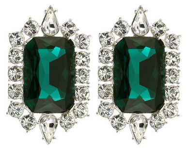 British Crown of India emerald crystal Stud Earrings