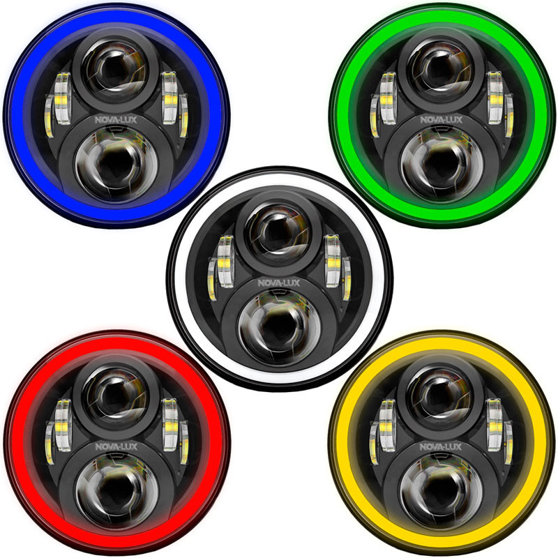 7" Round Projection LED Color Shift Angel Eye Headlight Set - Raney's ...