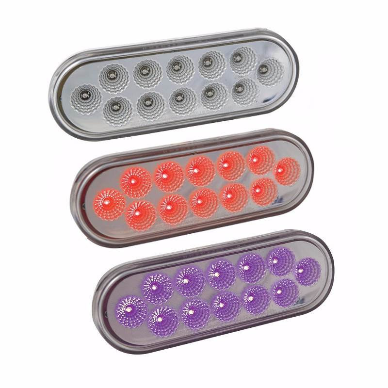 6" Dual Revolution Oval Stop Tail Turn Red & Purple LED Light - Raney's ...