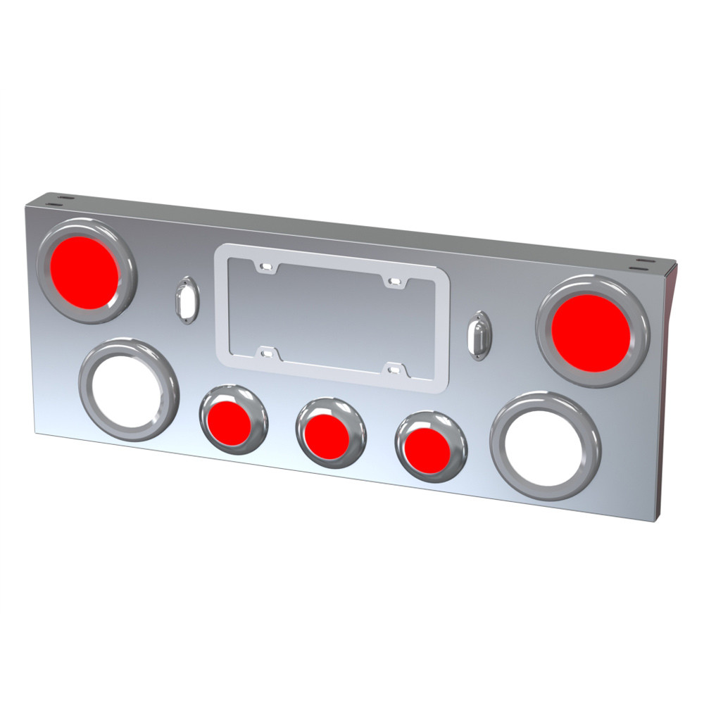 Stainless Steel Rear Center Panel With 7 LED Lights - Raney's Truck Parts