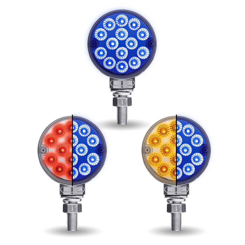 3" Mini Round Dual Revolution Single Post LED Marker & Turn Signal ...