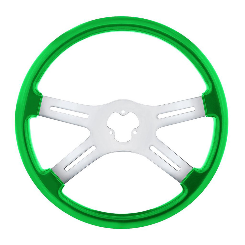 18" Vibrant Candy Apple Green 4 Spoke Steering Wheel - Raney's Truck Parts