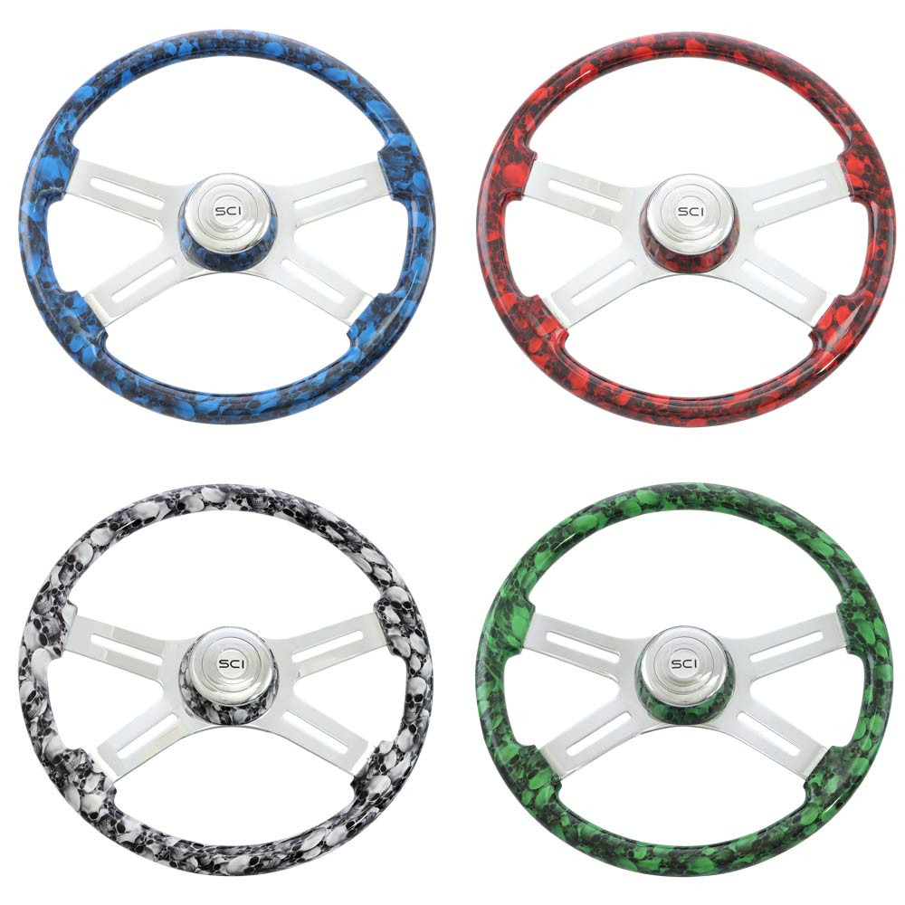 18" Big Skull Print SCI Steering Wheel - Raney's Truck Parts
