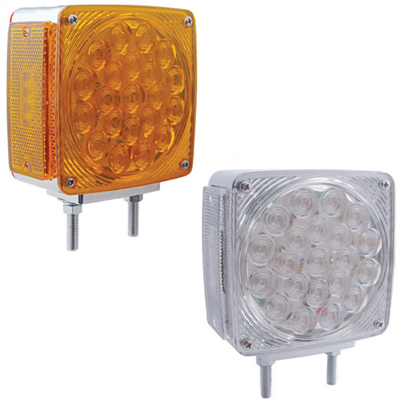 45 LED Square Double Face Turn Signal Light With Side LED - Double Post ...