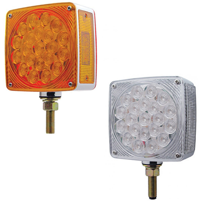 45 LED Square Double Face Turn Signal Light With Side LED - Single Stud ...