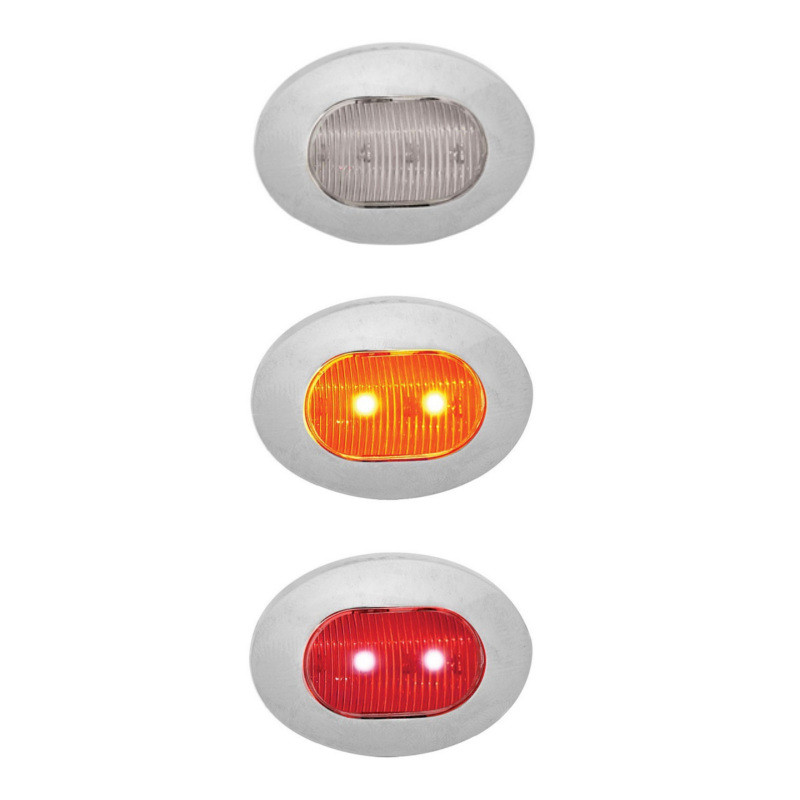 3 LED Amber & Red Dual Color Mini Clearance Marker Light With Bezel ...