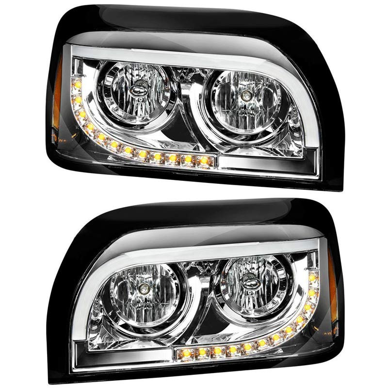 Freightliner M2 Full LED Chrome Projection Headlights With DRL Halo ...