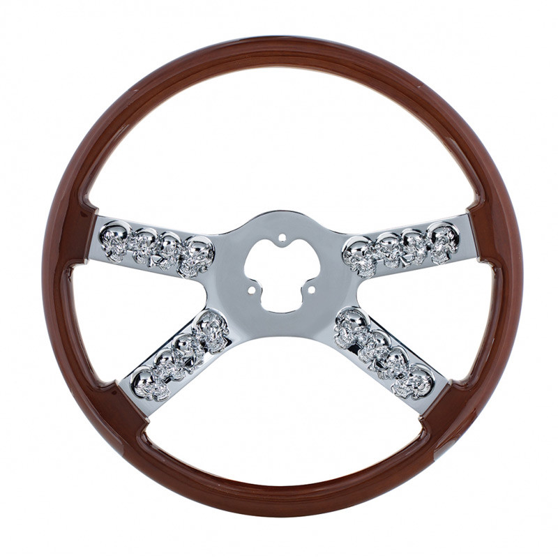 18" Steering Wheel With Chrome Dual Classic Spokes And Dark Wood Finish ...