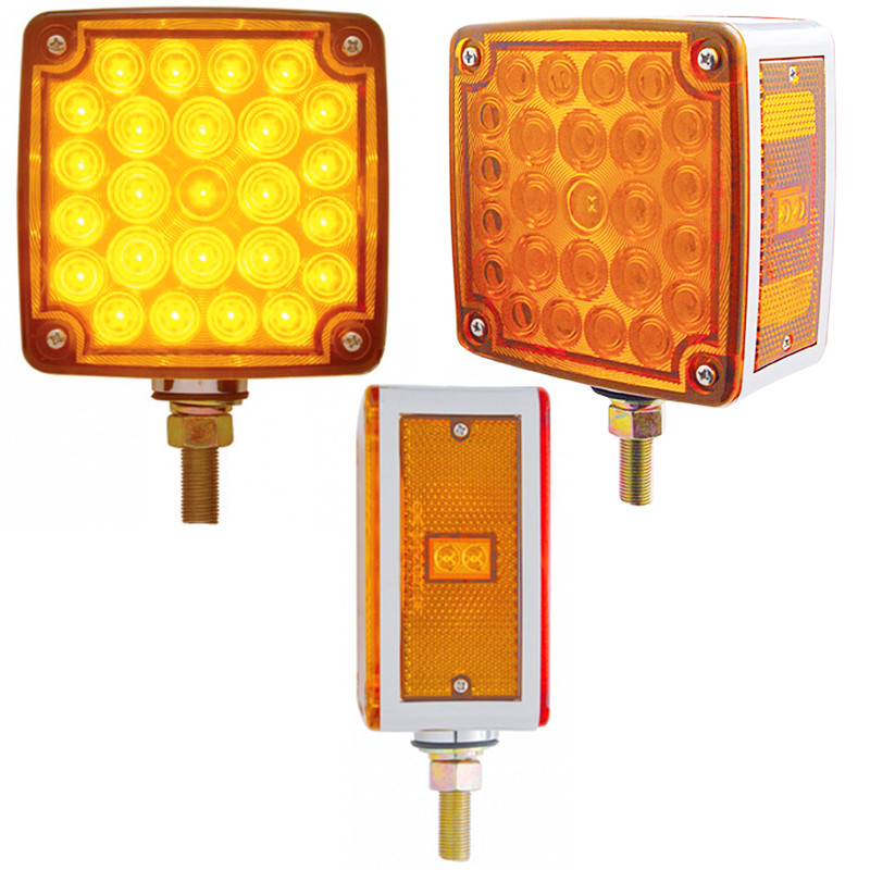 52 LED Square Double Face Turn Signal Light With Side LED - Single Stud ...