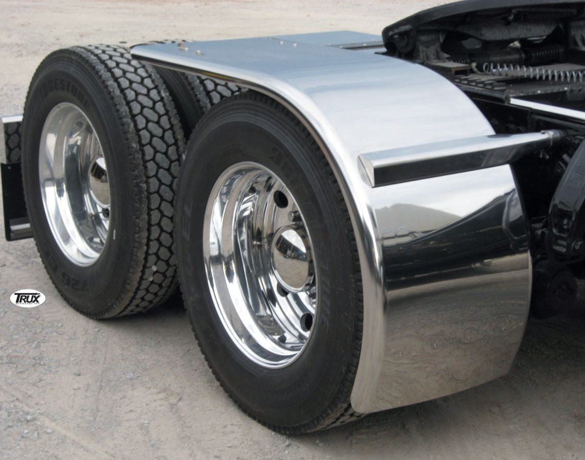 80" Semi Truck Half Fenders Smooth Stainless Steel With Rolled Edge ...