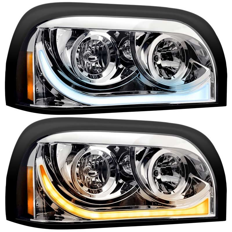 Peterbilt 359 Style LED Dual Headlight Assembly With 9 LED Light Bar ...