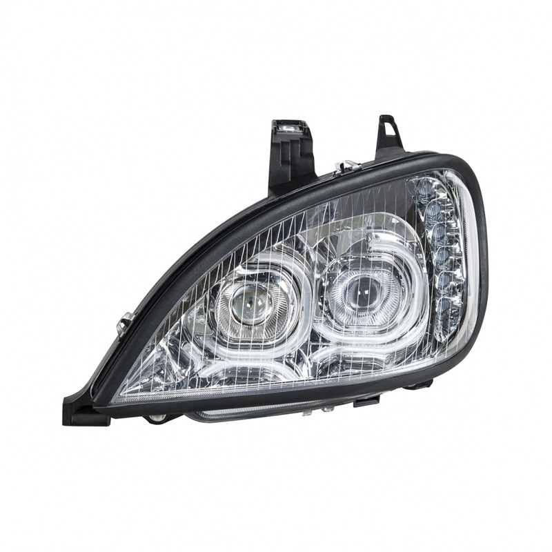 Freightliner Columbia Chrome Full LED Headlight With LED Light Bar ...