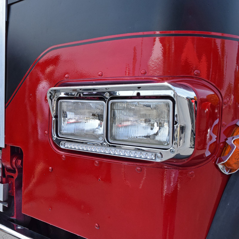 Rectangular Dual Headlight Bezel With Visor & Amber LED - Raney's Truck ...