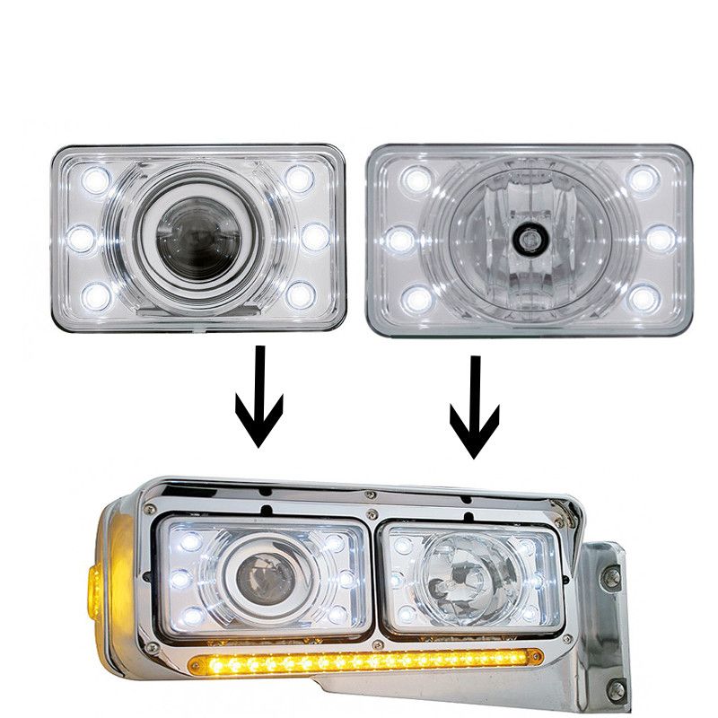 4" x 6" Full LED High & Low Beam Rectangular Headlight With Dual ...