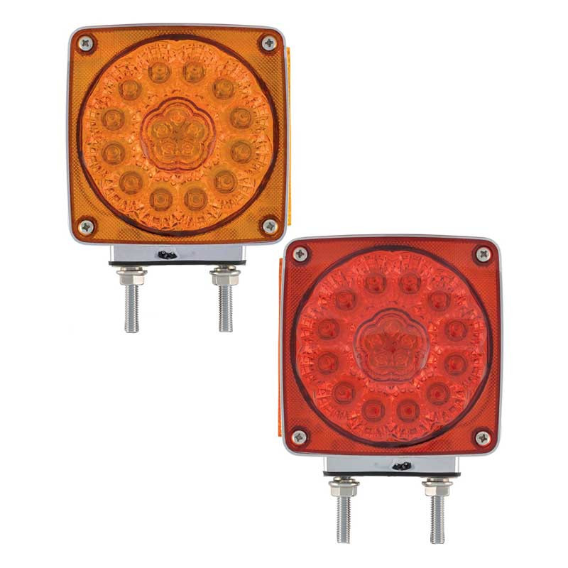 52 LED Square Double Face Turn Signal Light With Side LED - Single Stud ...