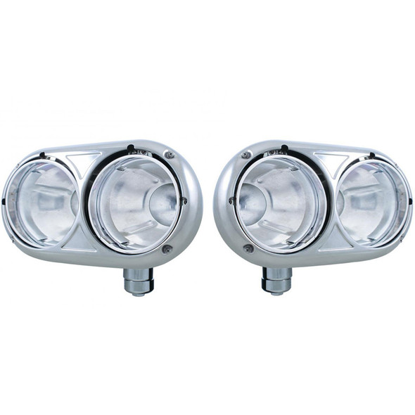 Peterbilt 379 359 Pete Style Round Headlight Set Chrome Classic ...