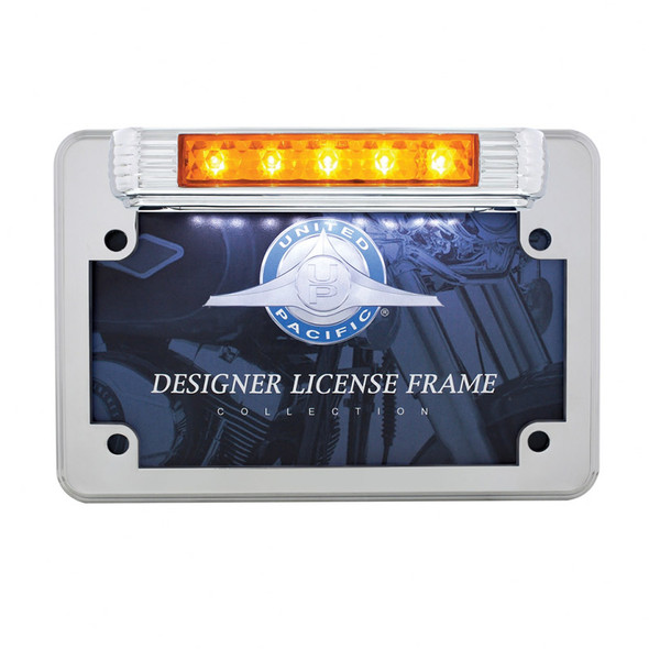 Chrome Deluxe License Plate Frame With 10 White LED 9" Light Bar ...