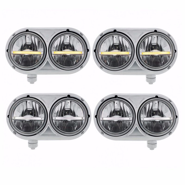 Peterbilt 359 Style Stainless Dual Round Headlight Housing - Raney's ...