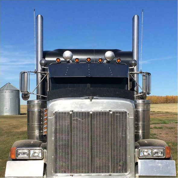 Peterbilt 379 378 389 16" Slammed Stainless Steel Drop Visor - Raney's ...