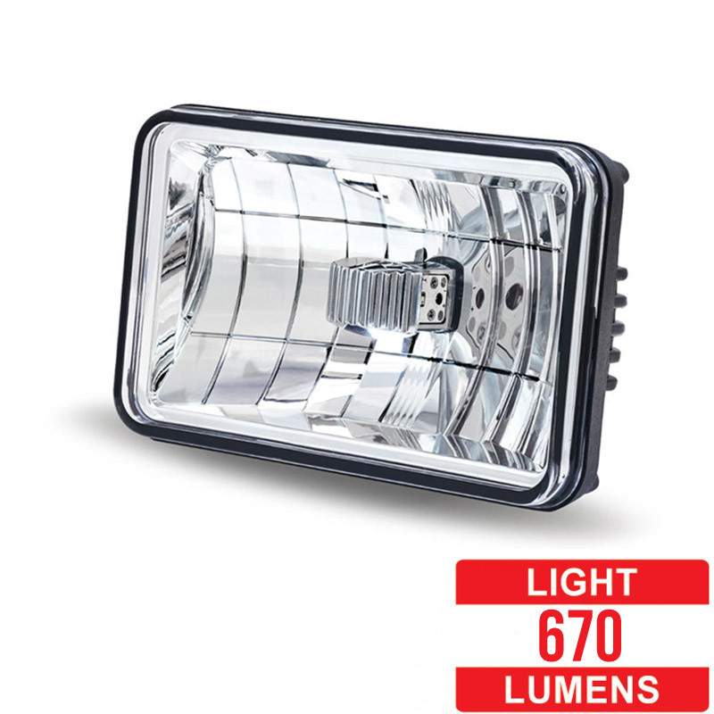 4" x 6" Full LED High & Low Beam Rectangular Headlight With Halo Ring ...