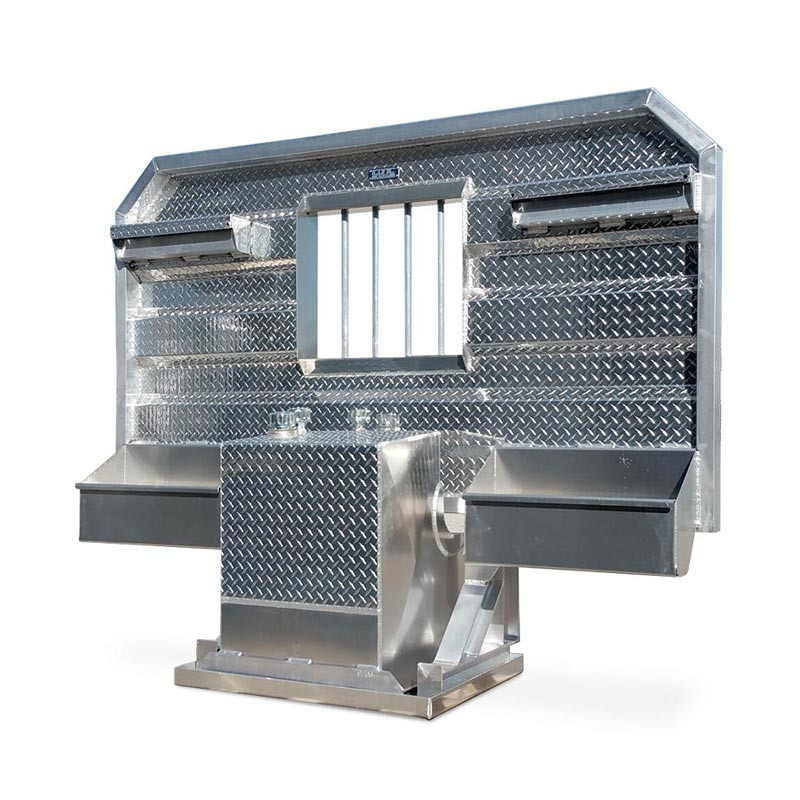 Semi-Truck Headache Rack | Enclosed Cabinets, Jail-Bar Window, & Accent ...